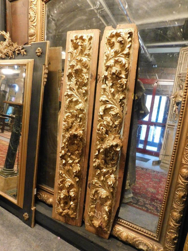 Pair of gilded and carved wood pilasters, 18th century Florence Italy ...