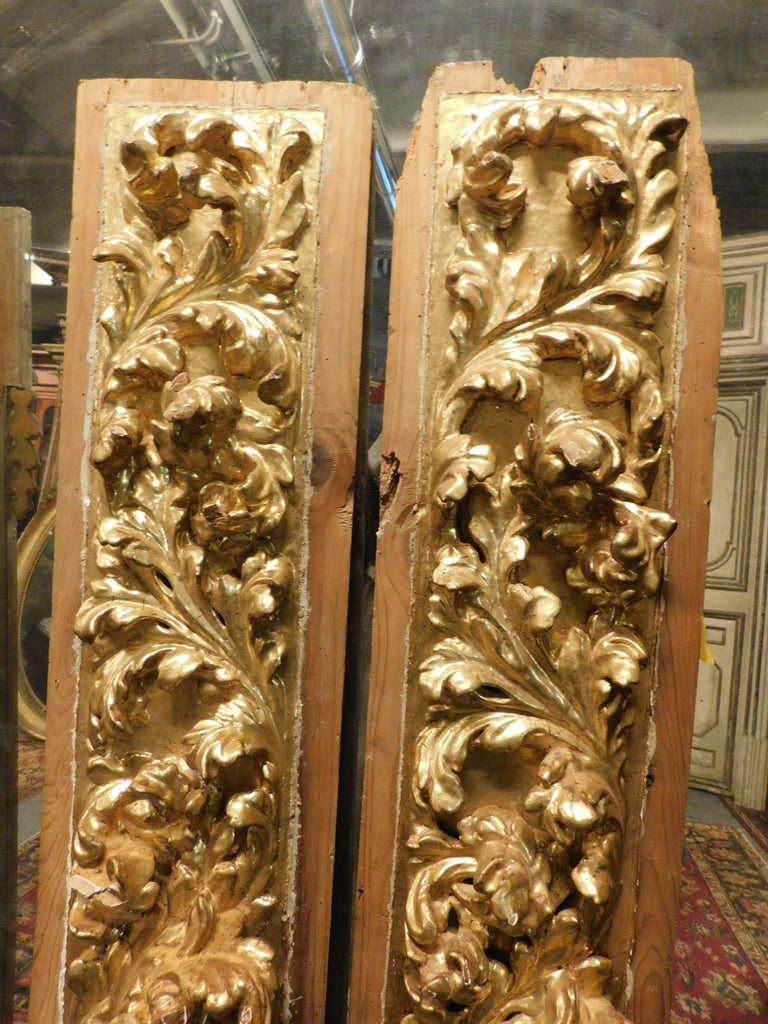 Pair of gilded and carved wood pilasters, 18th century Florence Italy ...