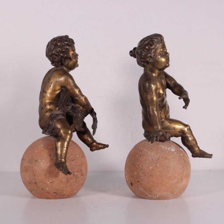 Pair of Gilded Bronze Putti, Italy, 19th Century at 1stDibs