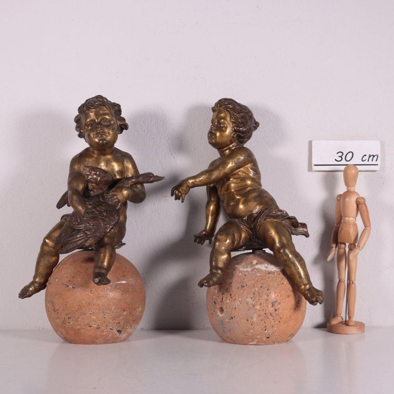 Pair of Gilded Bronze Putti, Italy, 19th Century at 1stDibs