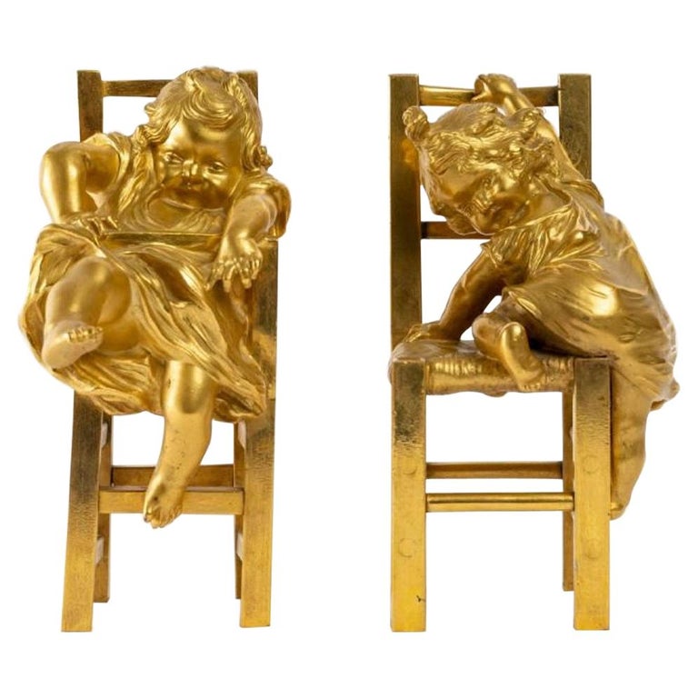 Pair of Gilded Bronze Sculptures 19th Century at 1stDibs