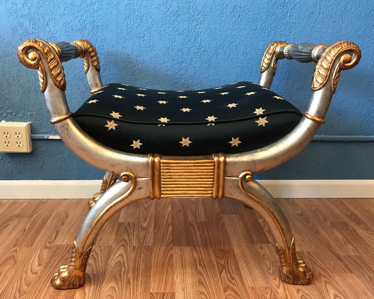 Pair of Gilded Curule Benches For Sale at 1stDibs