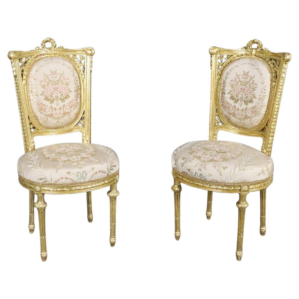 Pair of French Gilded Carved Louis XVI Fauteuils Armchairs, circa 1870 ...