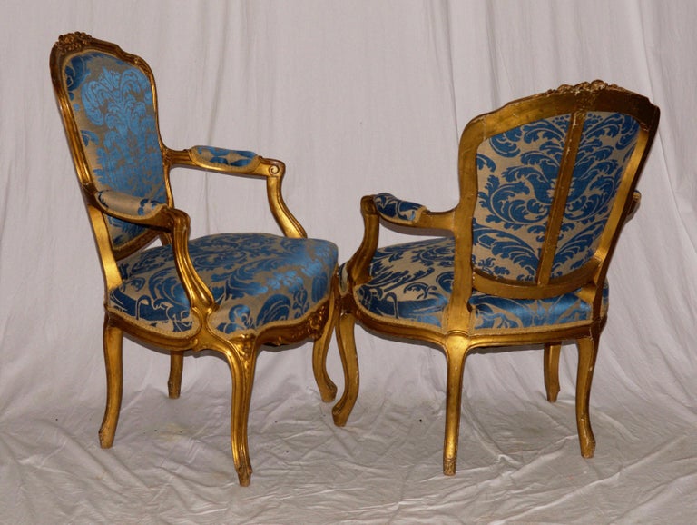 Pair of Gilded Rococo Armchairs at 1stDibs