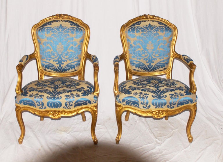 Pair of Gilded Rococo Armchairs at 1stDibs