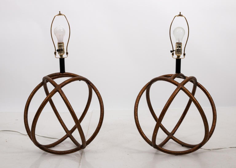 Pair of Gilded Sphere Shaped Table Lamps at 1stDibs