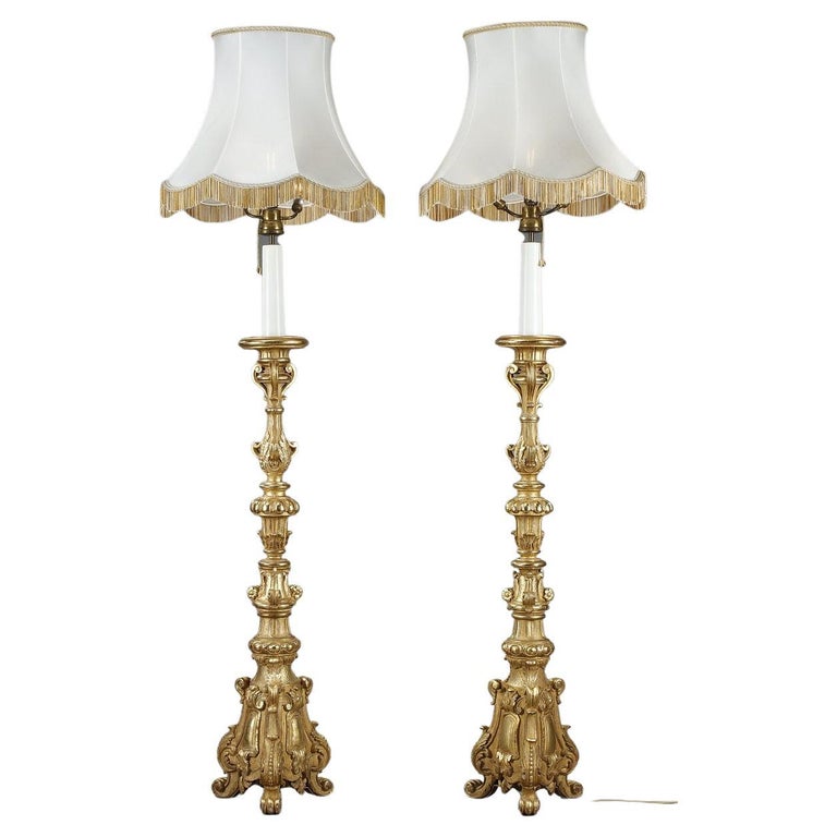 Pair of Gilded Wood Tripod Torch Holders in the Louis XIV Style For ...