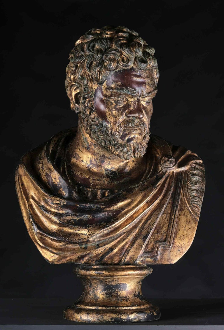 Pair of Gilt Bronze Busts of Caesar and Anthony, Naples, Late 19th ...