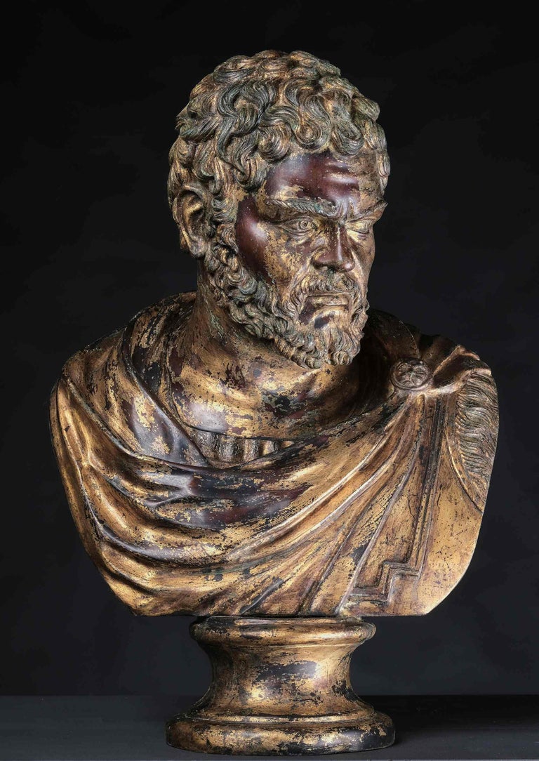 Pair of Gilt Bronze Busts of Caesar and Anthony, Naples, Late 19th ...