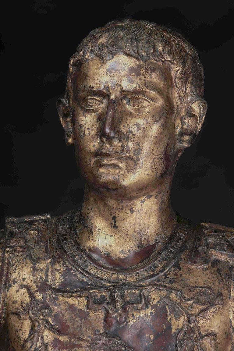 Pair of Gilt Bronze Busts of Caesar and Anthony, Naples, Late 19th ...