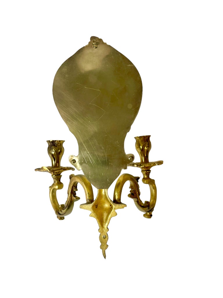 Pair of Gilt Bronze Mirrored Wall Sconces For Sale at 1stDibs