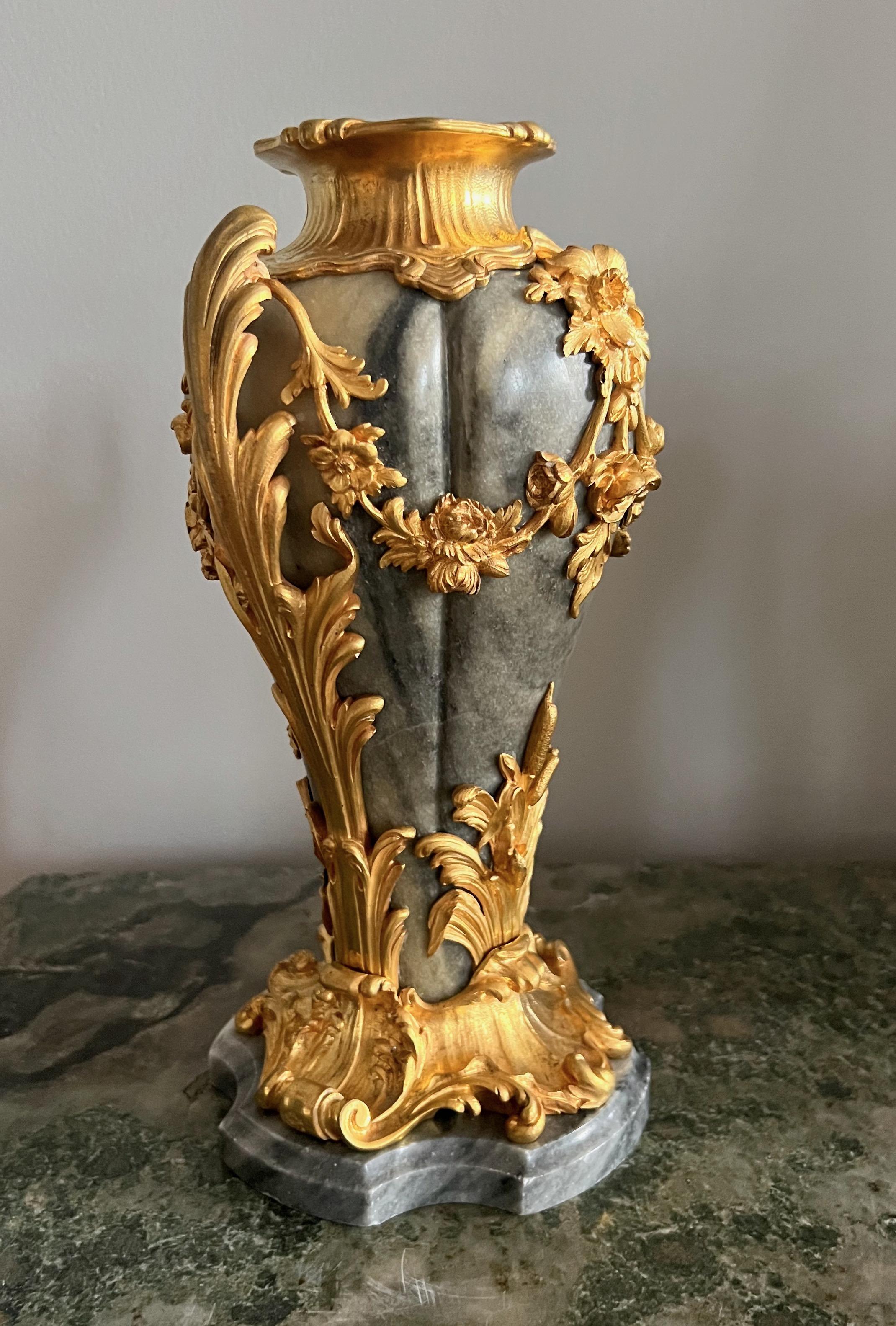 Pair of Gilt Bronze Mounted Marble Vases Signed Jollet and Cie For Sale ...