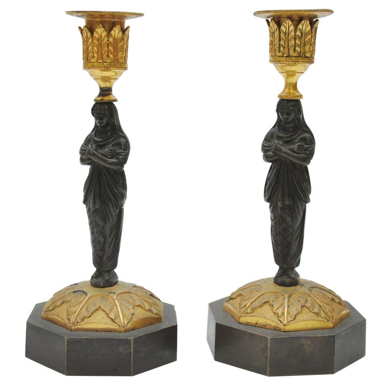 Pair of Gilt Bronze Ormolu Candlesticks at 1stDibs