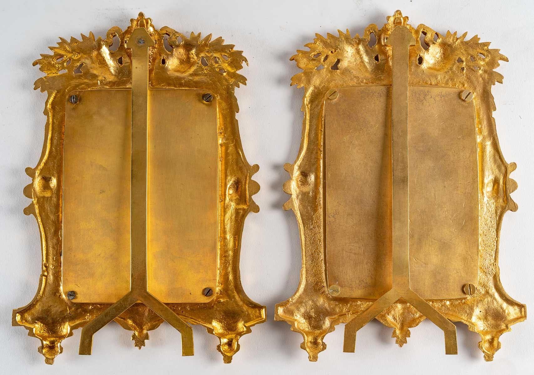 Pair of Gilt Bronze Photo Frames and Mirror, Napoleon III Period at ...