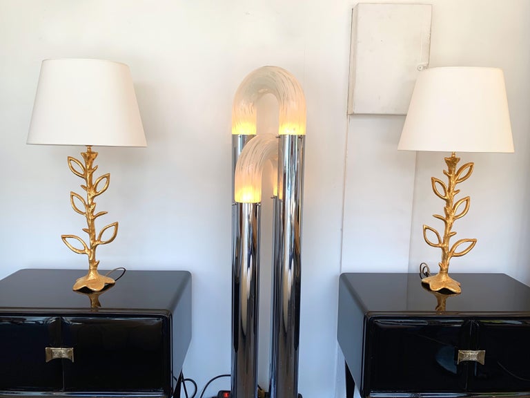 Pair of Gilt Bronze Plant Lamps by Stephane Galerneau, France, 1990s at ...