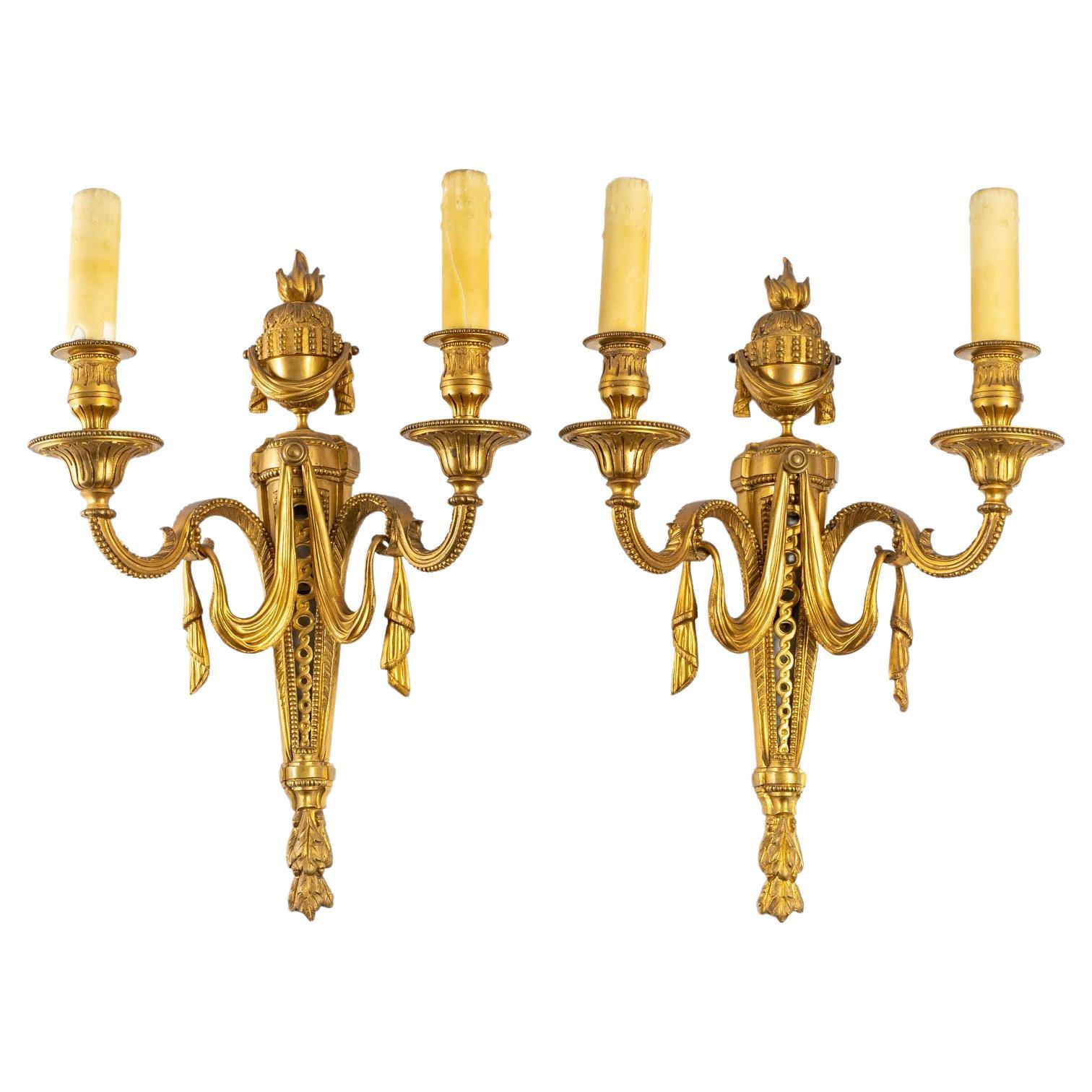 Gilt Bronze Oval Sconces For Sale at 1stDibs
