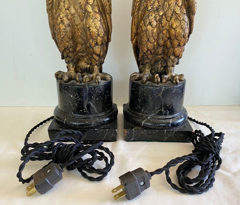 Pair of Gilt Eagle Lamps For Sale at 1stDibs