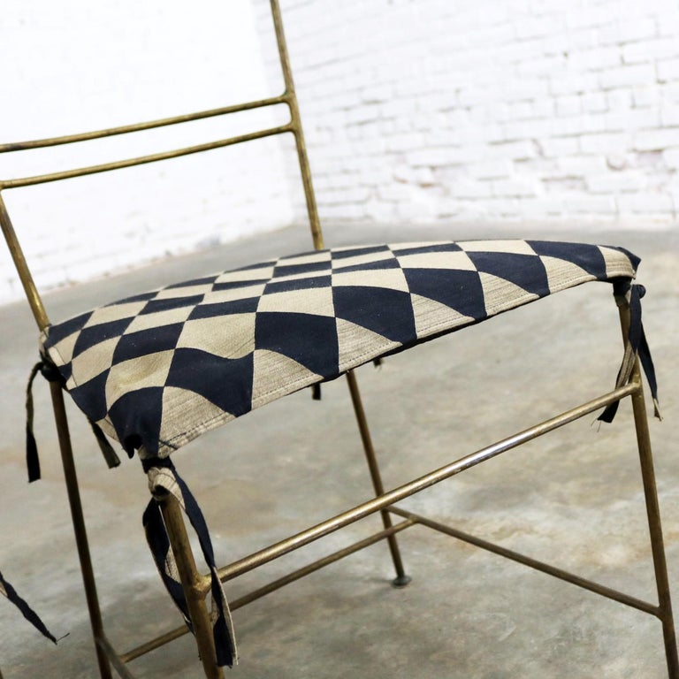 Pair of Gilt Iron Chairs Crown or Harlequin Style Ball Finials Art Deco ...