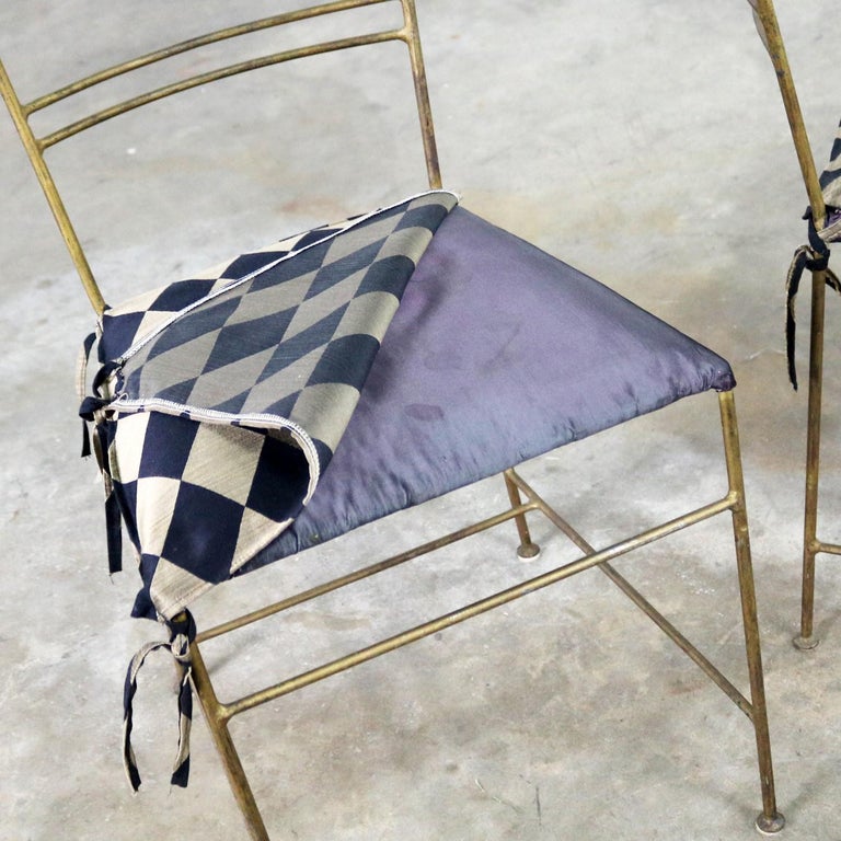 Pair of Gilt Iron Chairs Crown or Harlequin Style Ball Finials Art Deco ...