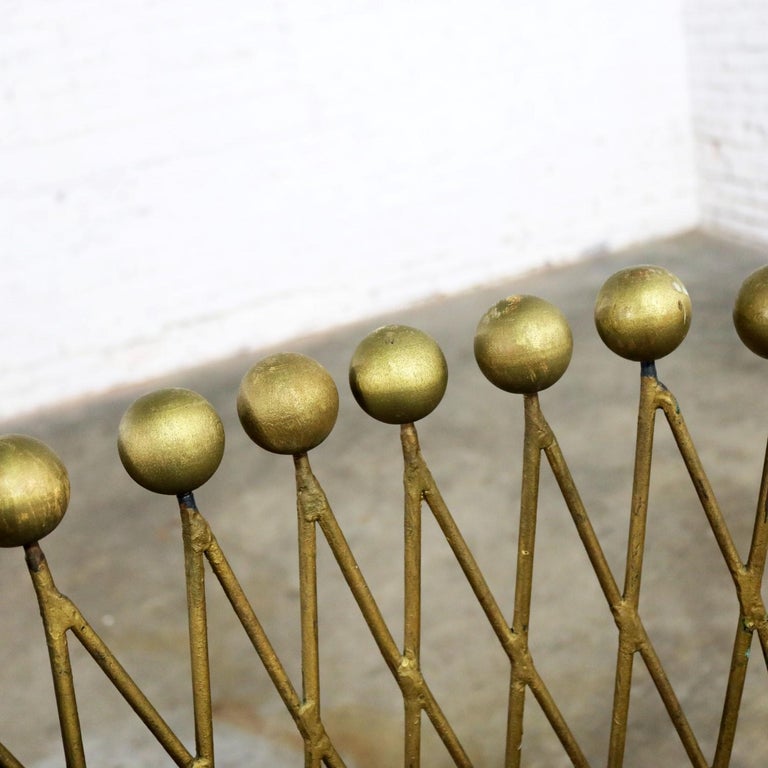 Pair of Gilt Iron Chairs Crown or Harlequin Style Ball Finials Art Deco ...