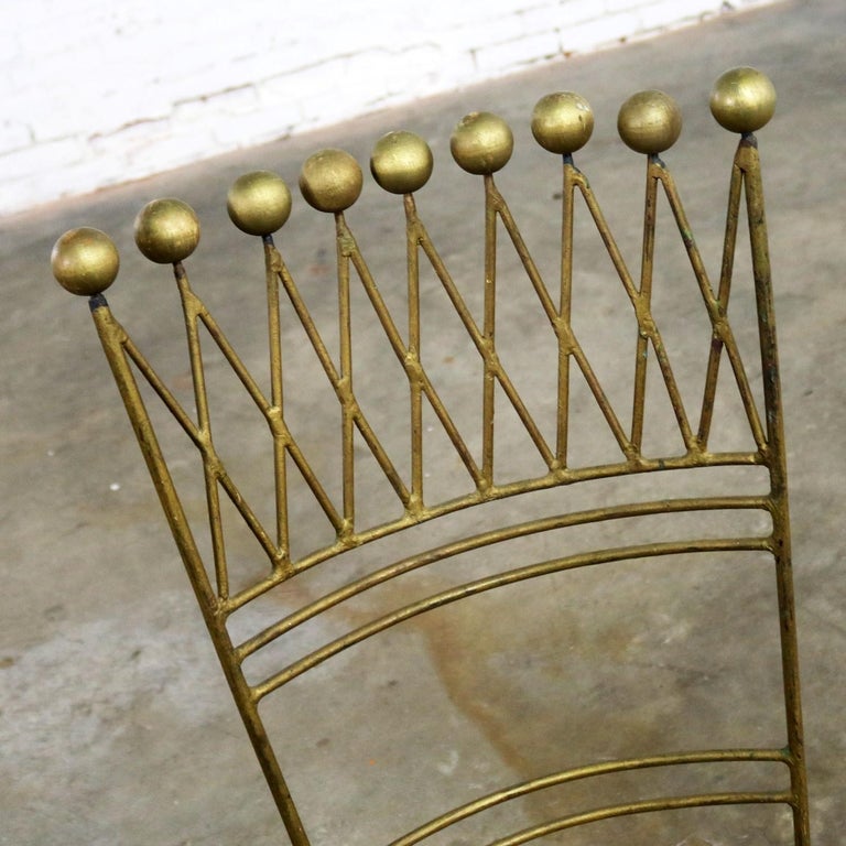 Pair of Gilt Iron Chairs Crown or Harlequin Style Ball Finials Art Deco ...