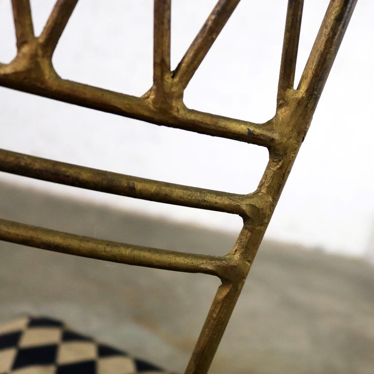 Pair of Gilt Iron Chairs Crown or Harlequin Style Ball Finials Art Deco ...