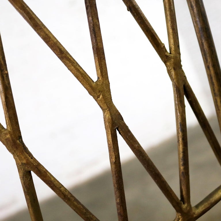 Pair of Gilt Iron Chairs Crown or Harlequin Style Ball Finials Art Deco ...