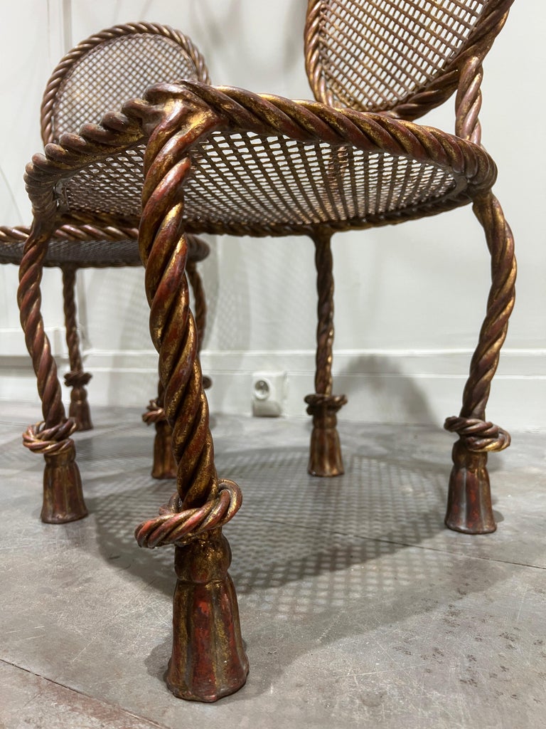 Pair of Gilt Iron Chairs Maison Ramsay, circa 1930 For Sale at 1stDibs