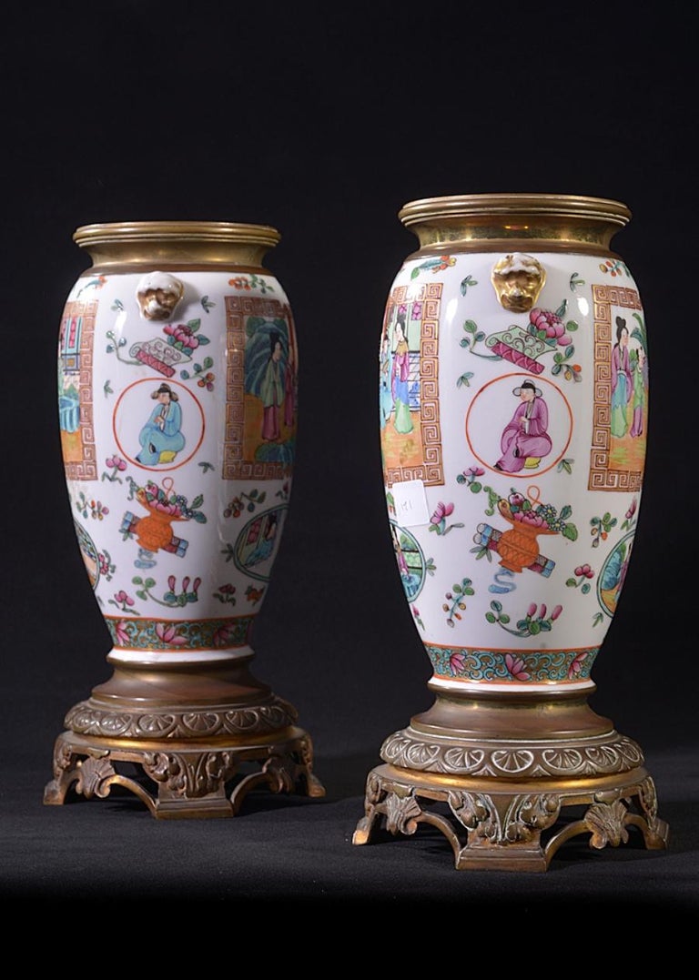 Pair of Gilt Metal Mounted Late 19th Century Canton Lamp Bases For Sale ...