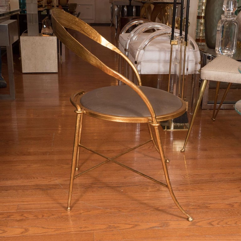 Pair of Gilt Metal, Sculptural Chairs For Sale at 1stDibs