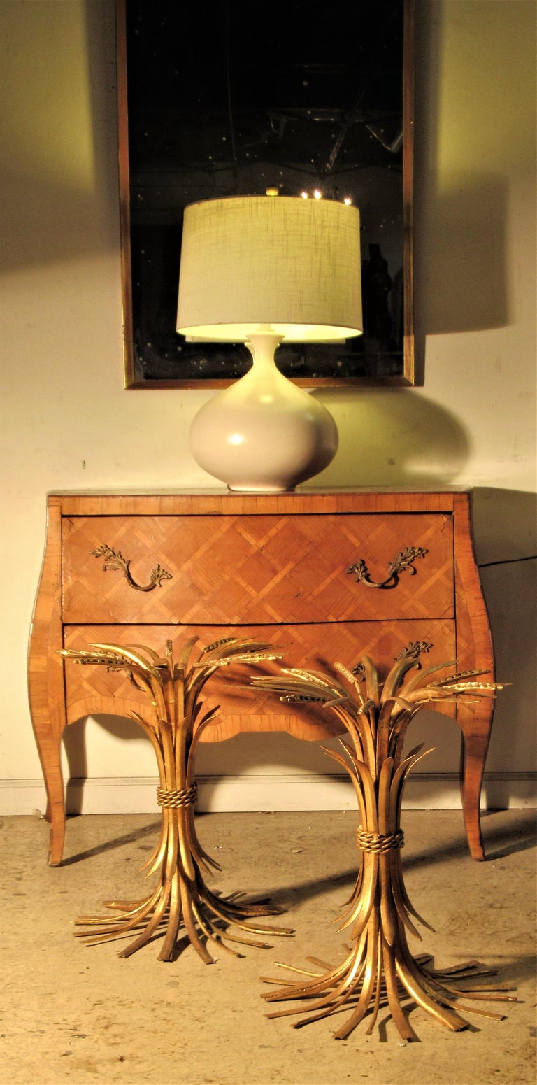 Pair of Gilt Metal Sheaf of Wheat Tables For Sale at 1stDibs