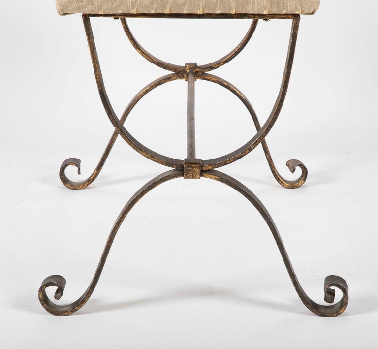 Pair of Gilt Wrought Iron Stools at 1stDibs