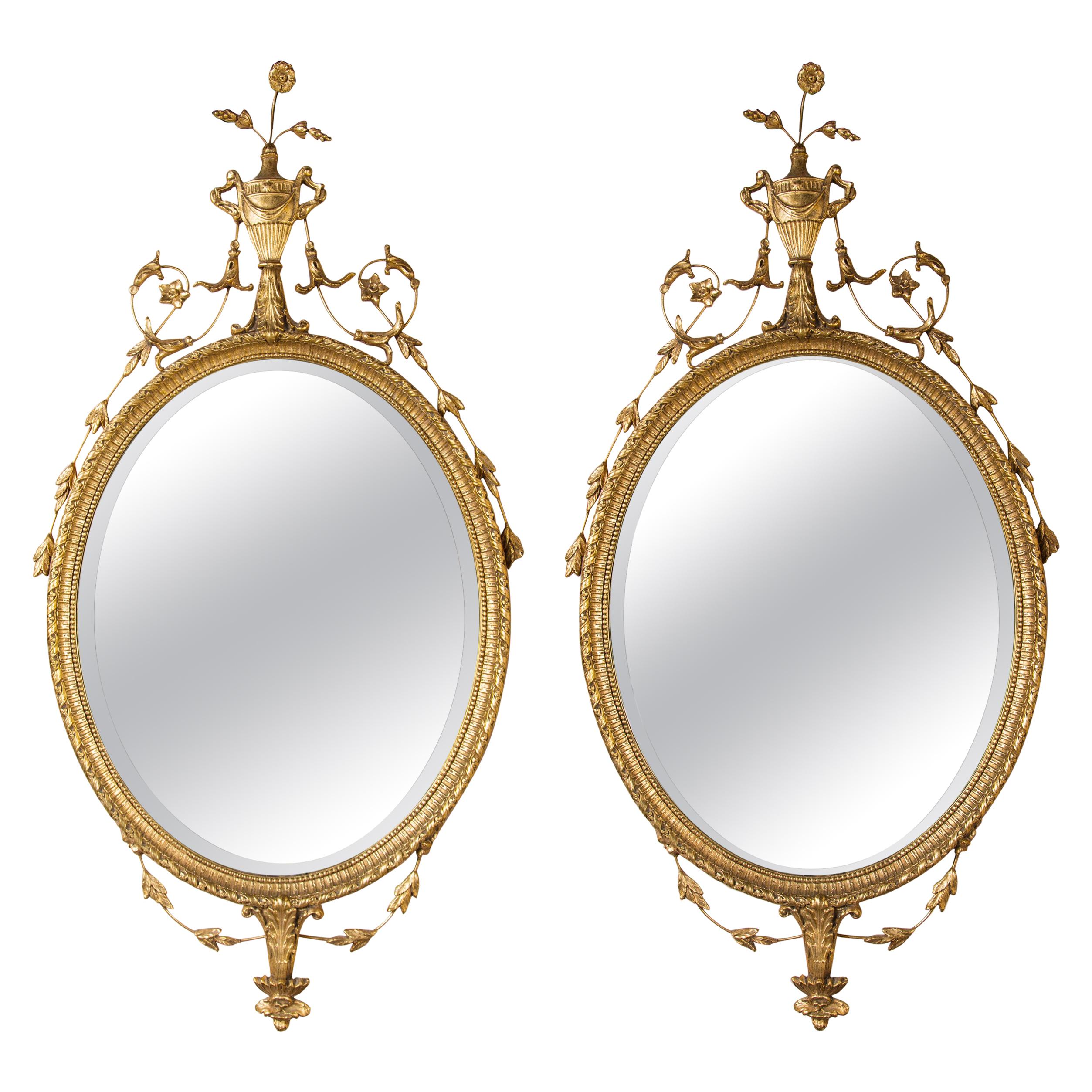 Pair Of Carved And Painted Giltwood Mirrors For Sale at 1stDibs