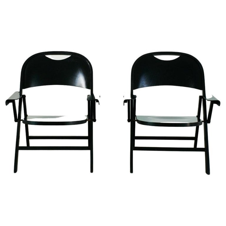 Pair of ‘Ginevra’ Armchairs in Stained Wood by Achille Castiglioni For ...