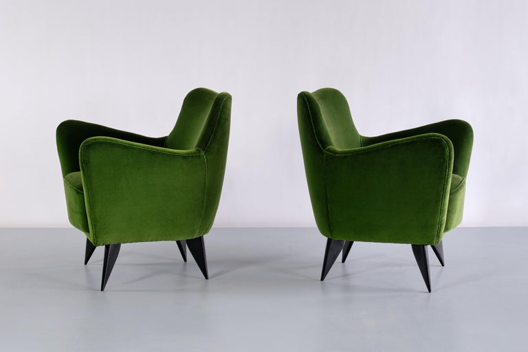 Pair of Giulia Veronesi Perla Armchairs in Green Loro Piana Velvet ...