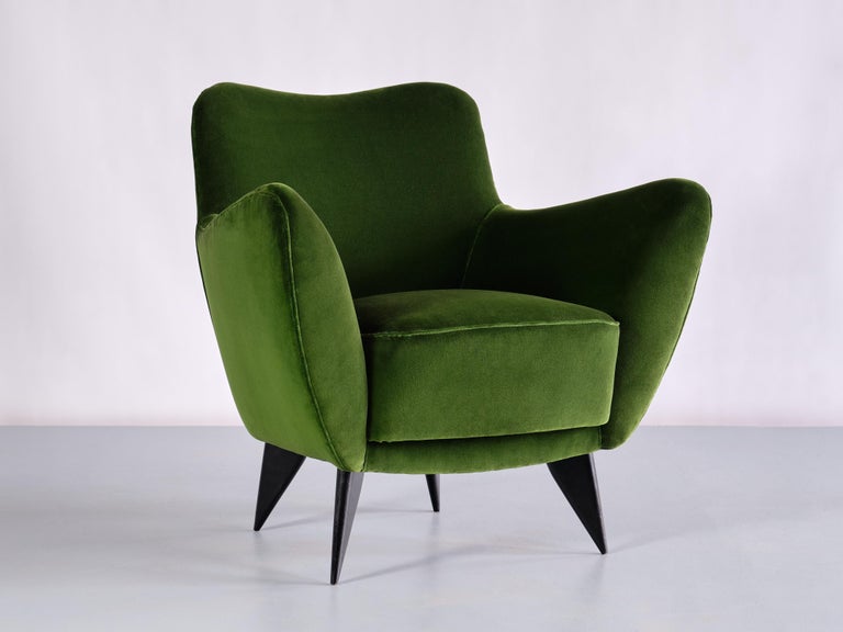 Pair of Giulia Veronesi Perla Armchairs in Green Loro Piana Velvet ...