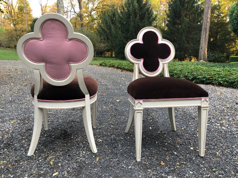 Pair of Glamorous Quatrefoil Shaped Velvet Side Chairs at 1stDibs ...