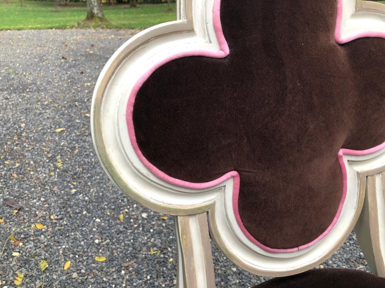 Pair of Glamorous Quatrefoil Shaped Velvet Side Chairs at 1stDibs ...