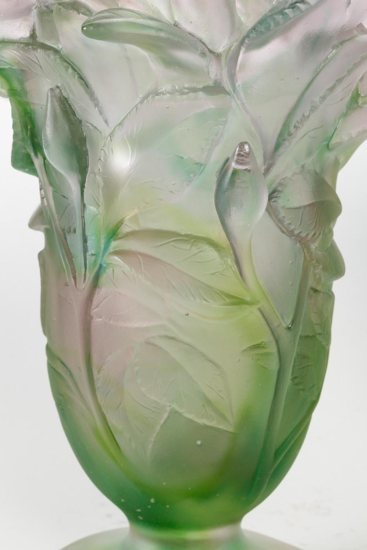 Pair of Glass Leg Vases by Daum France For Sale at 1stDibs