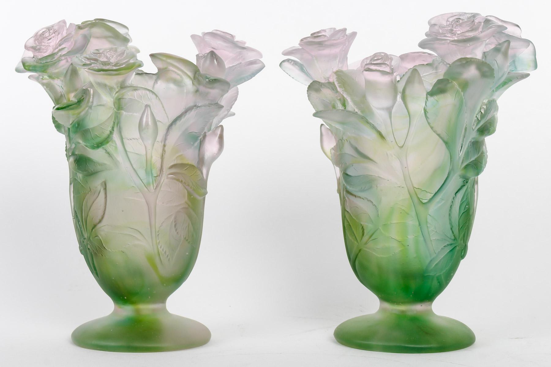 Pair of Glass Leg Vases by Daum France For Sale at 1stDibs