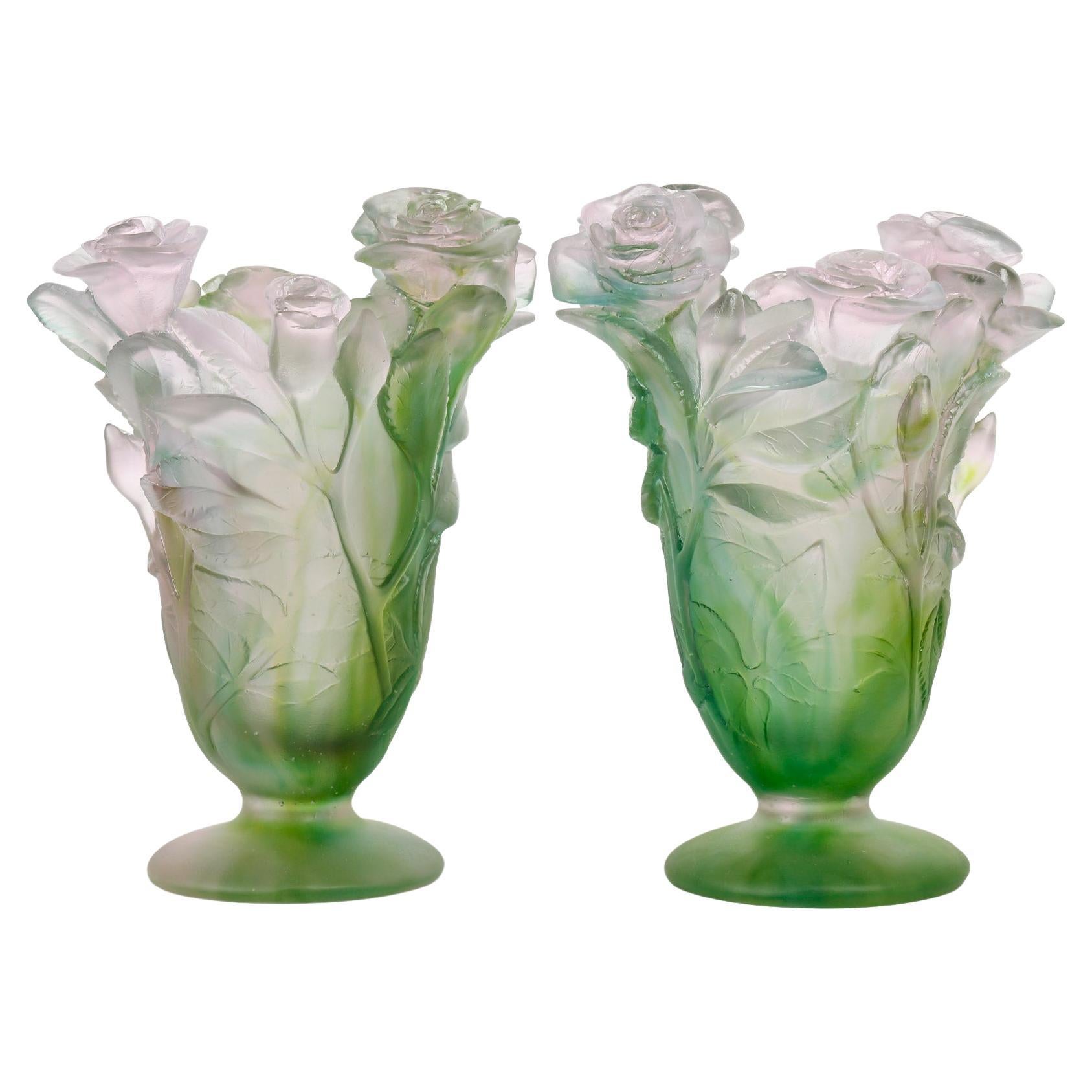 Pair of Glass Leg Vases by Daum France For Sale at 1stDibs