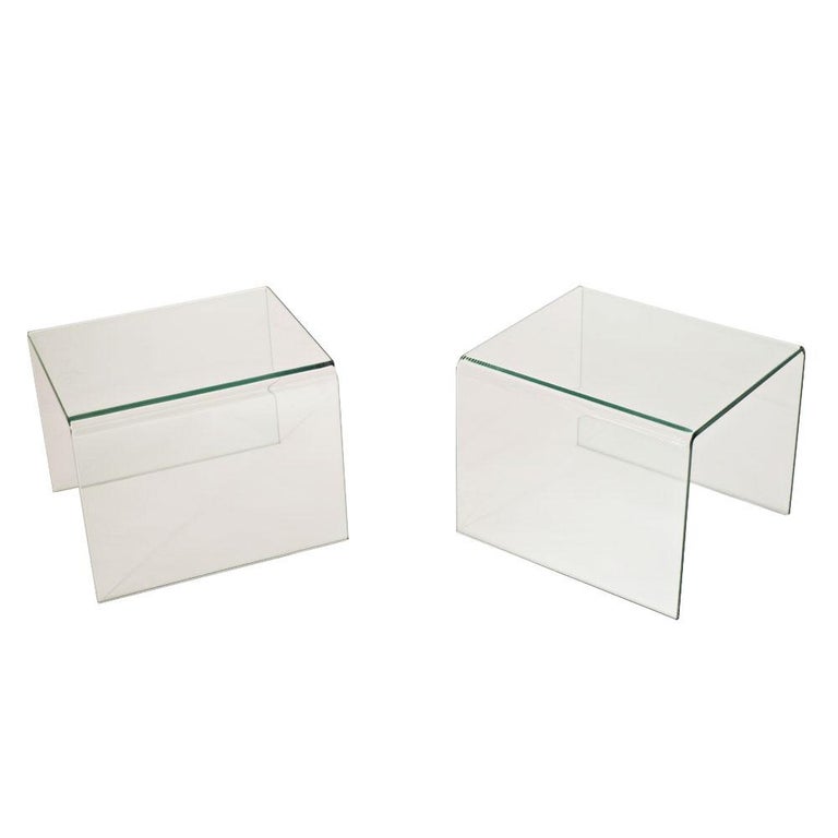 Pair of Glass Waterfall Side Tables For Sale at 1stDibs