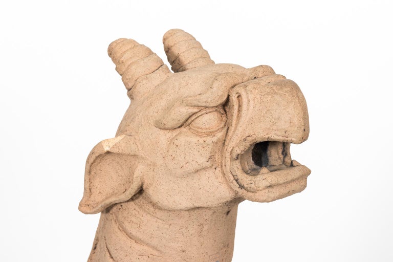 Pair of Glazed Terracotta Gargoyles, circa 1900 at 1stDibs
