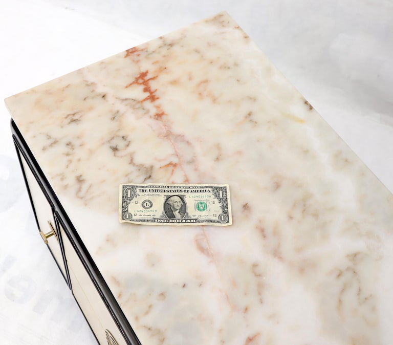 Pair of Goatskin Parchment Front Marble Top Black Lacquer End Tables ...