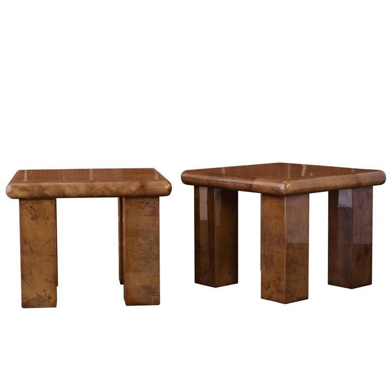 Pair of Goatskin Side Tables at 1stDibs