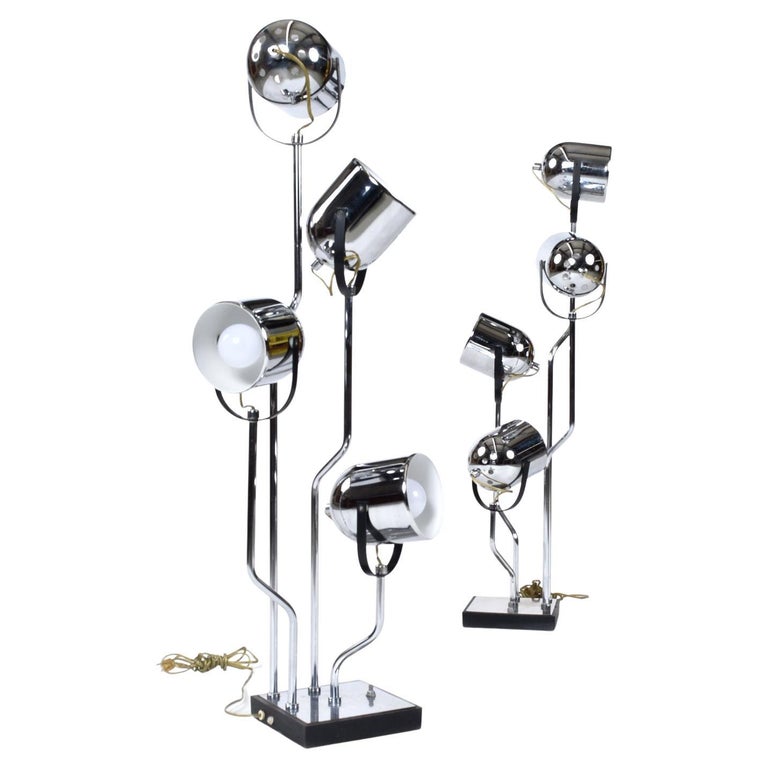 Pair of Goffredo Reggiani Post Modern Chrome Spotlight Table Lamps For ...
