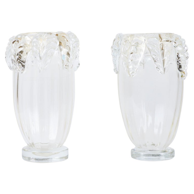 Pair of 22k Gold Flecked Murano Glass Vases For Sale at 1stDibs