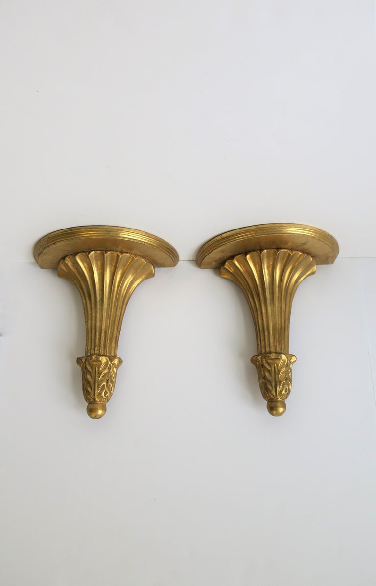 Pair of Gold Gilt Wall Shelf Brackets For Sale at 1stDibs