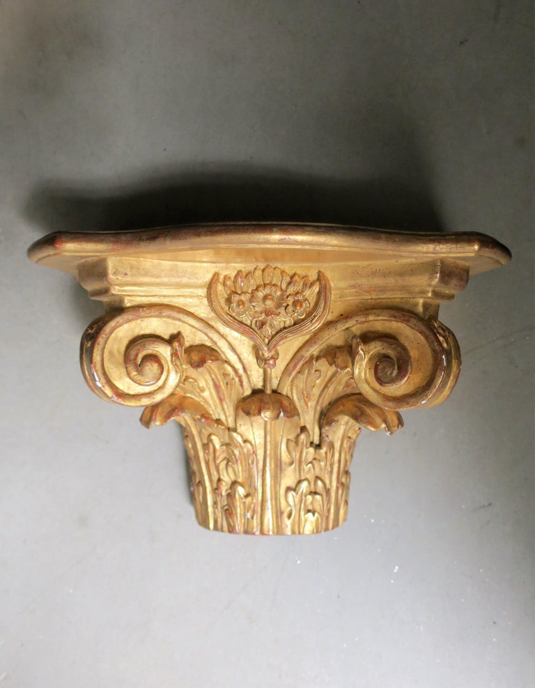 Pair of Gold Gilt Wall Shelf Pillar Brackets at 1stDibs