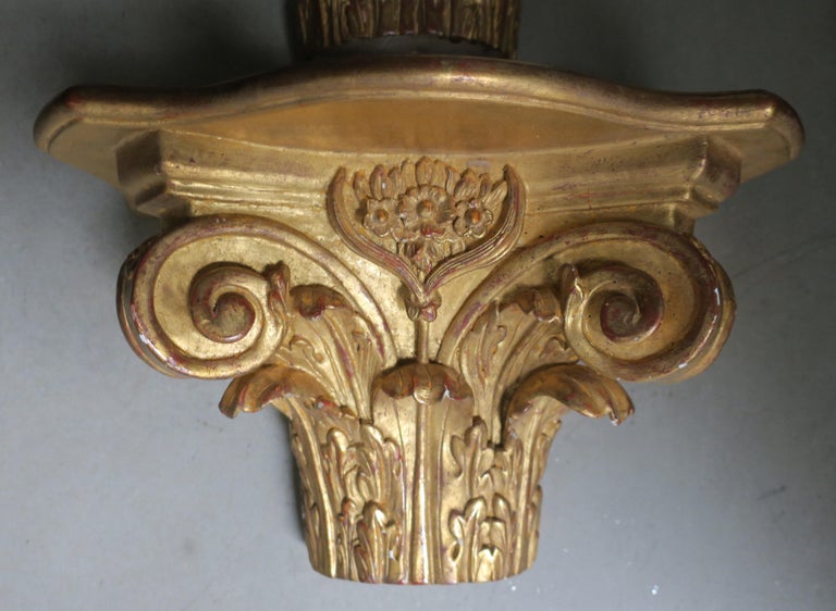 Pair of Gold Gilt Wall Shelf Pillar Brackets at 1stDibs